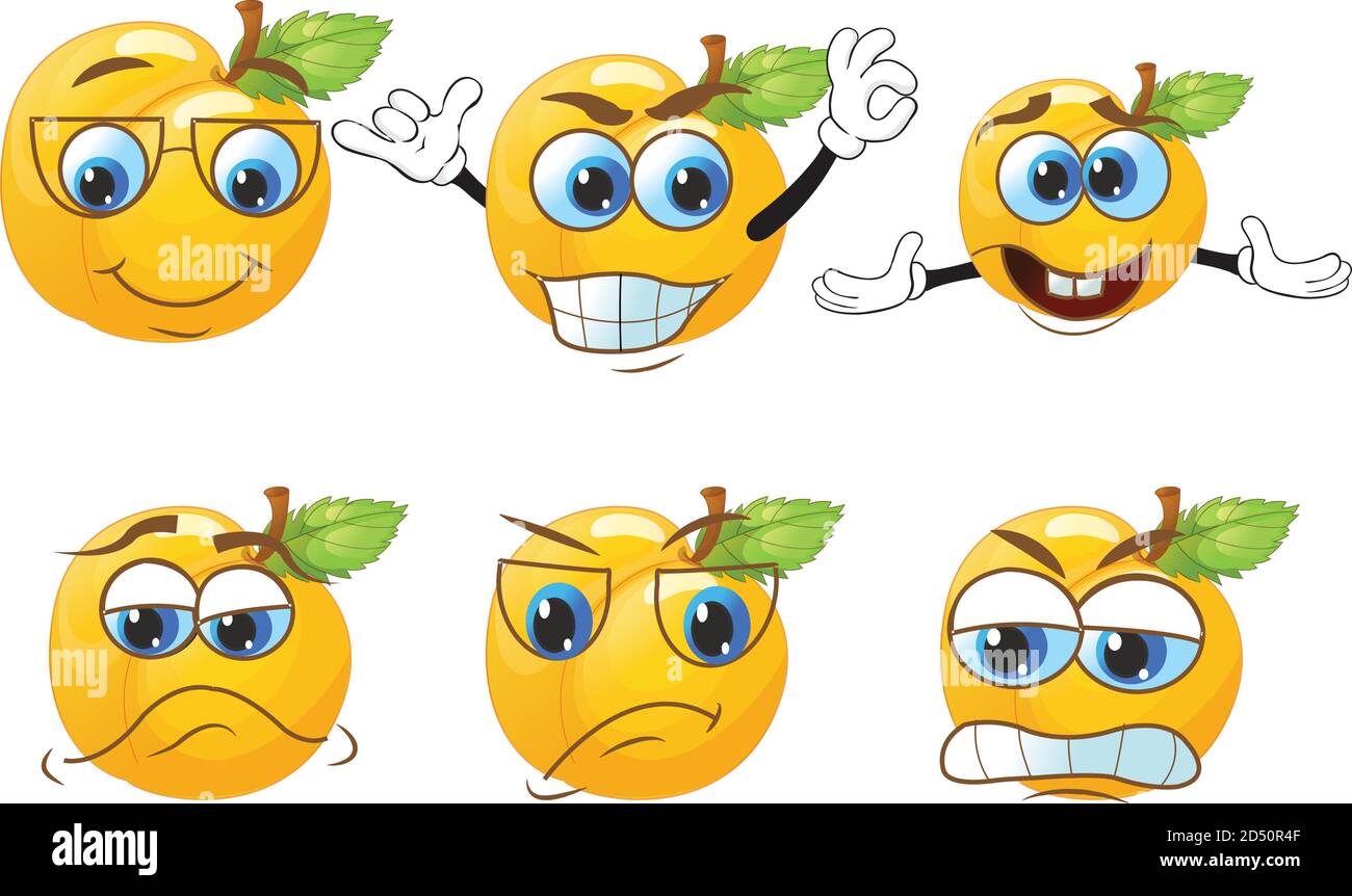 Vector set of cartoon character with many expressions. Orange Stock ...