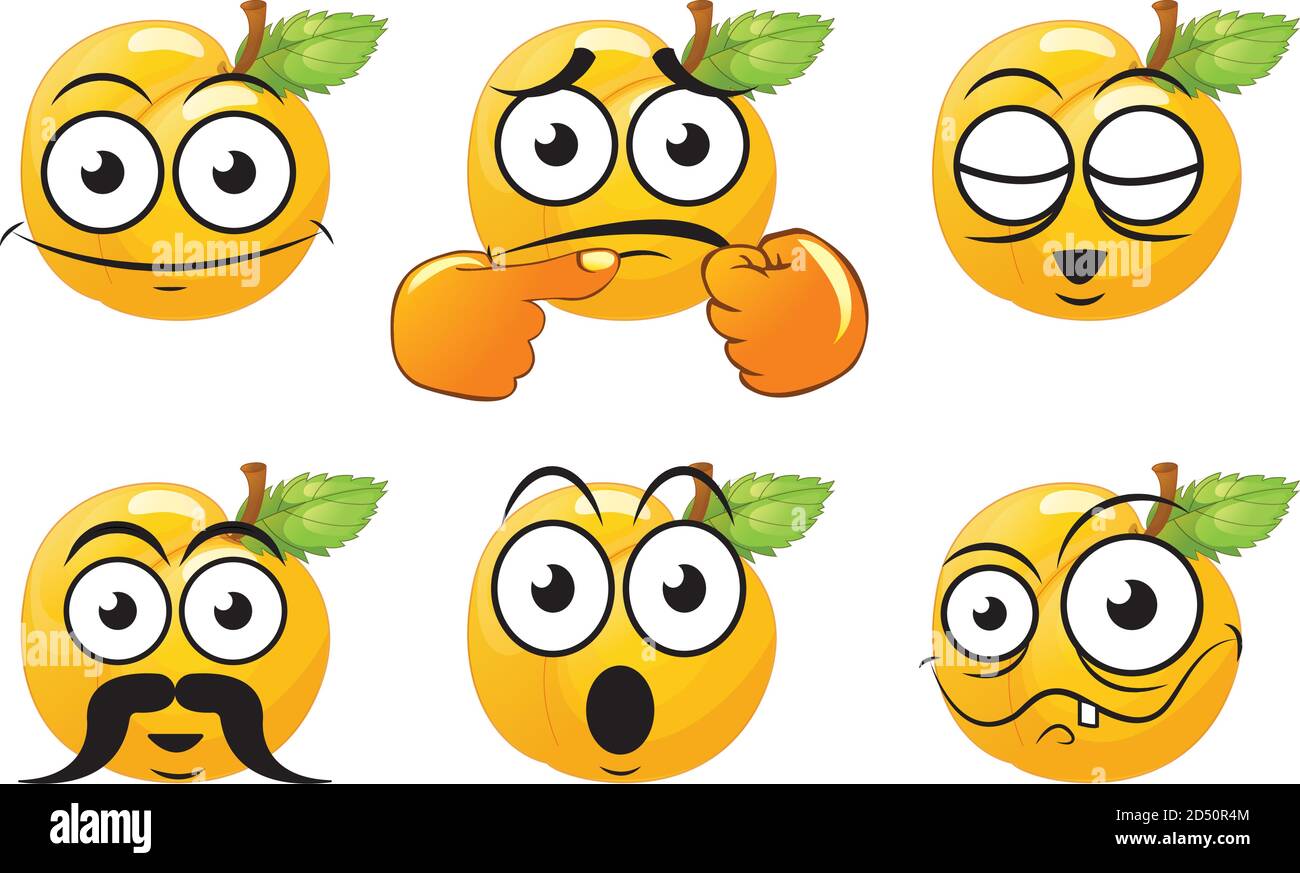Vector set of cartoon character with many expressions. Orange Stock ...