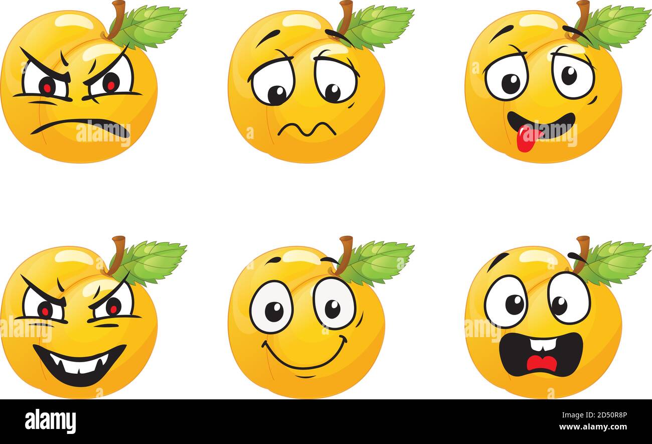 Vector set of cartoon character with many expressions. Orange Stock ...