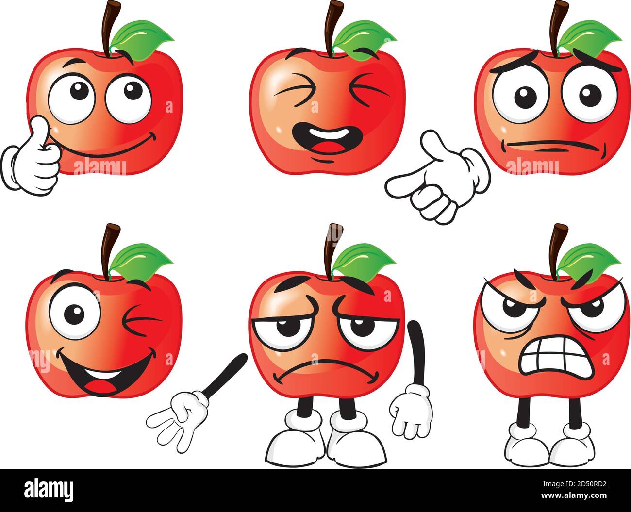 Vector set of cartoon character with many expressions. Apple Stock ...