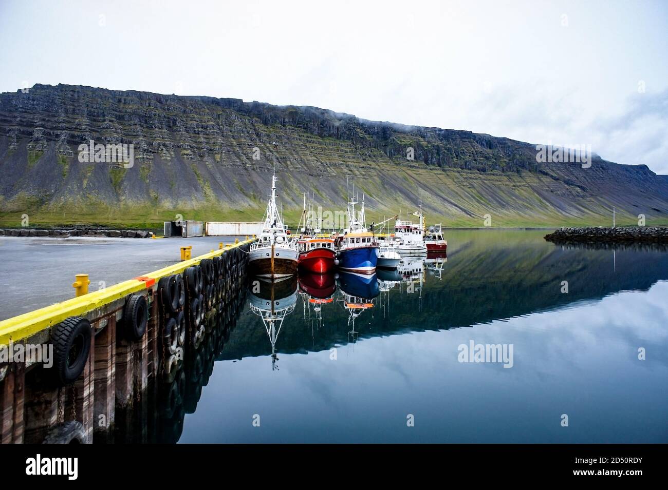 Ships in the port of Icelandic waters against the backdrop of a ...