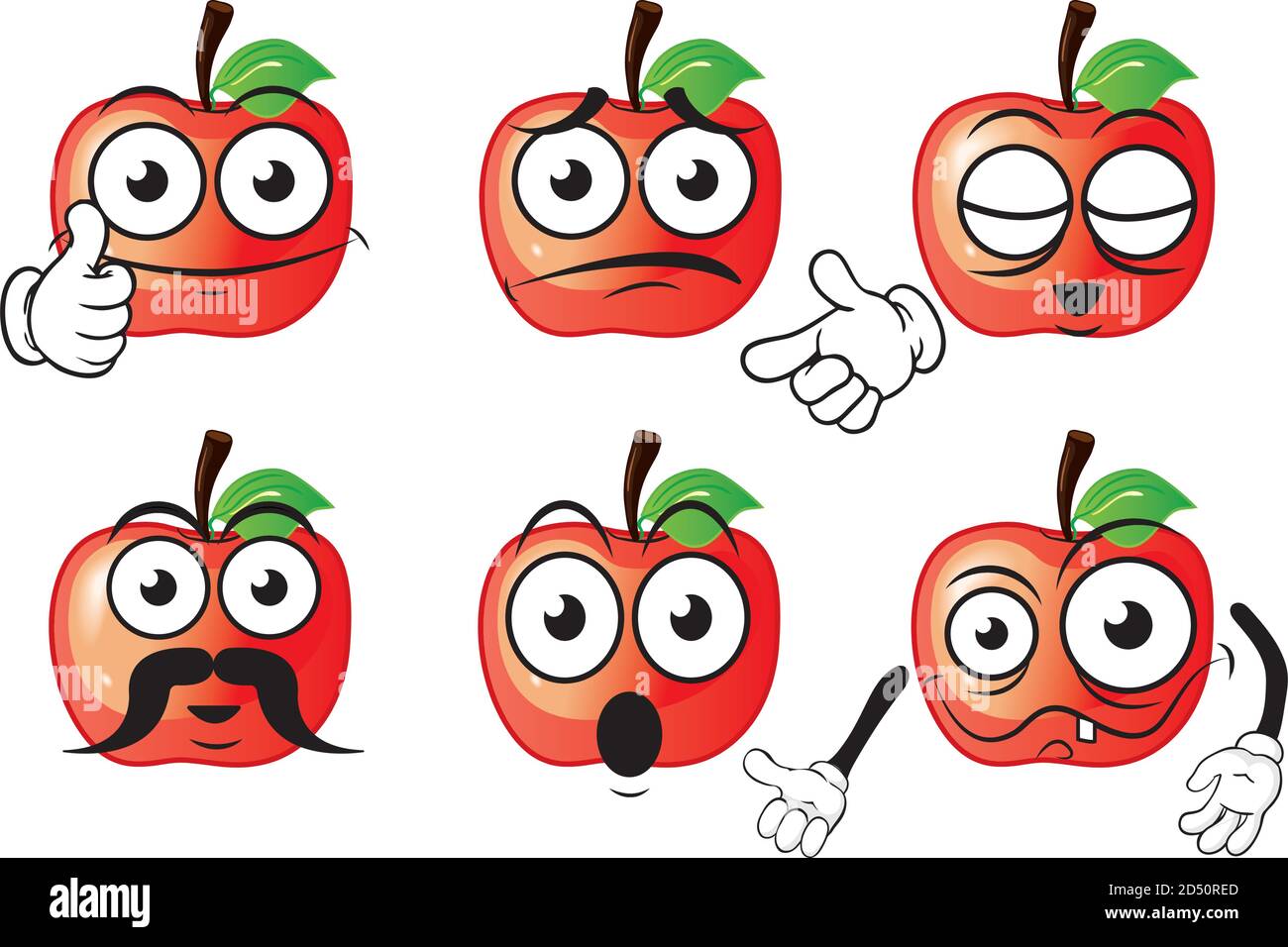 Vector set of cartoon character with many expressions. Apple Stock ...