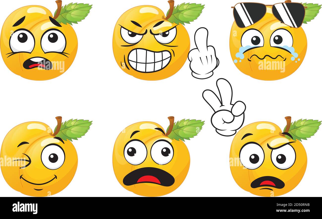 Vector set of cartoon character with many expressions. Orange Stock ...