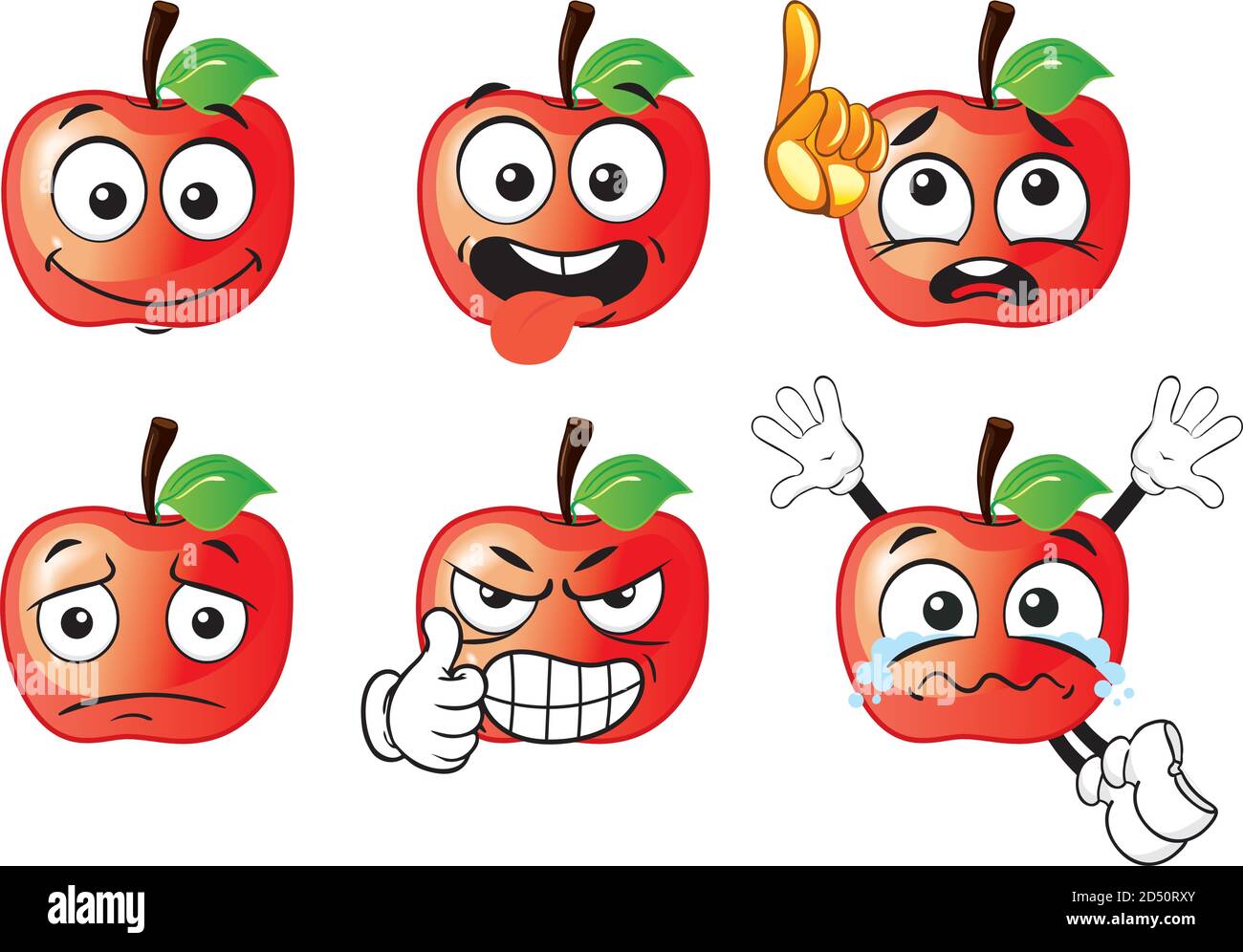 Vector set of cartoon character with many expressions. Apple Stock ...