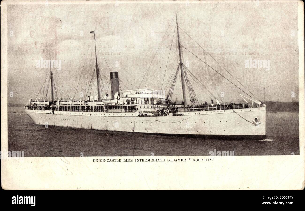 Union Castle Line, UC, Intermediate Steamer Goorkha | usage worldwide ...
