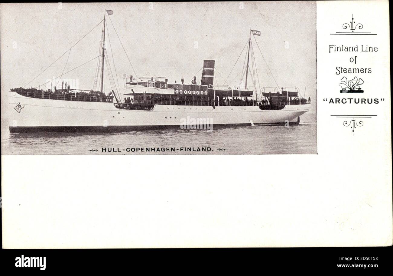 Finland Line of Steamers, Arcturus, Dampfschiff, Hull Copenhagen ...