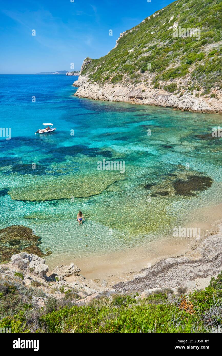 Porto Timoni Beach, double beach bay, Corfu, Greece Stock Photo - Alamy