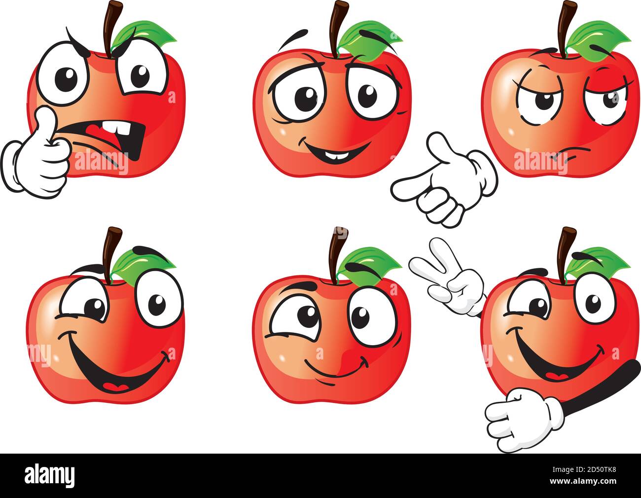 Vector set of cartoon character with many expressions. Apple Stock ...