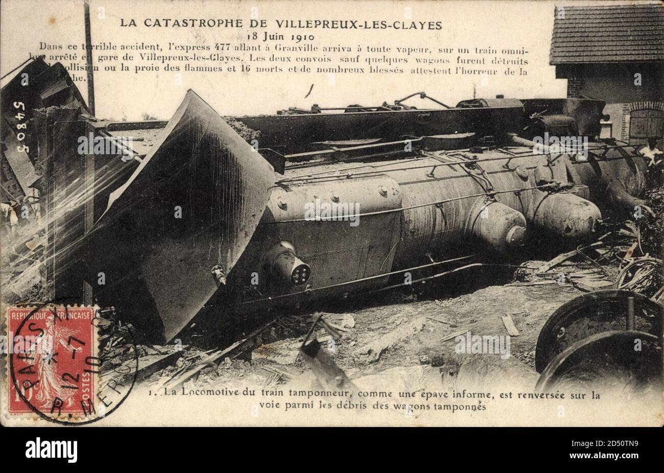 Villepreus les Clayes Yvelines, La Catastrophe 1910, Locomotive ...