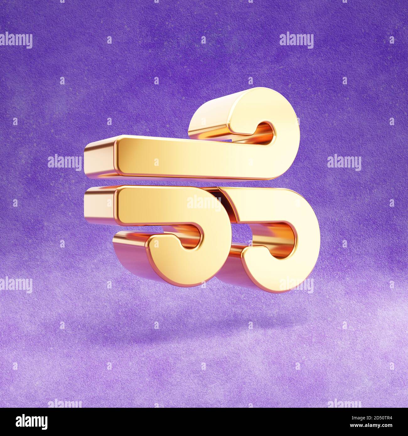 Wind icon. Gold glossy Wind symbol isolated on violet velvet background ...