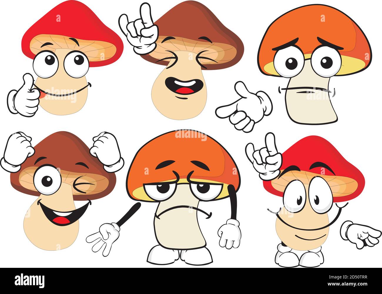 Vector set of cartoon character with many expressions. Mashrooms Stock ...