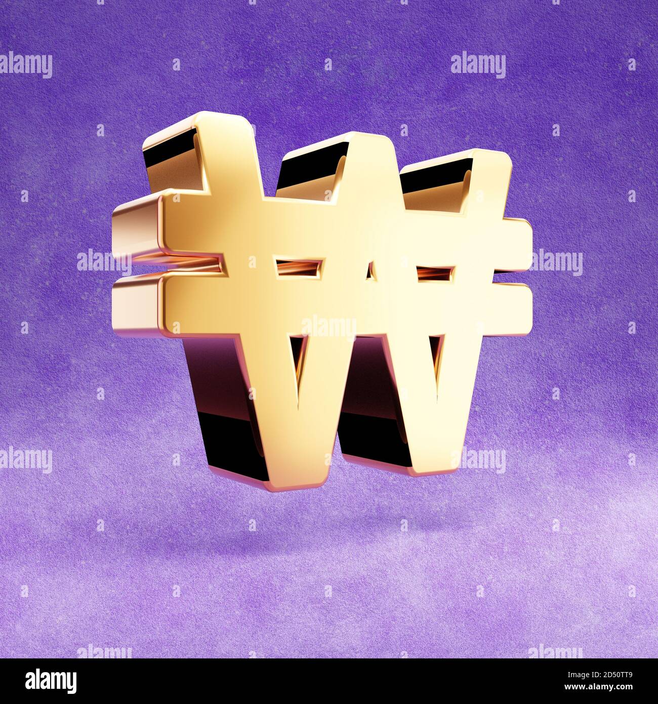 Won icon. Gold glossy Won symbol isolated on violet velvet background ... Won icon. Gold glossy Won symbol isolated on violet velvet background ...
