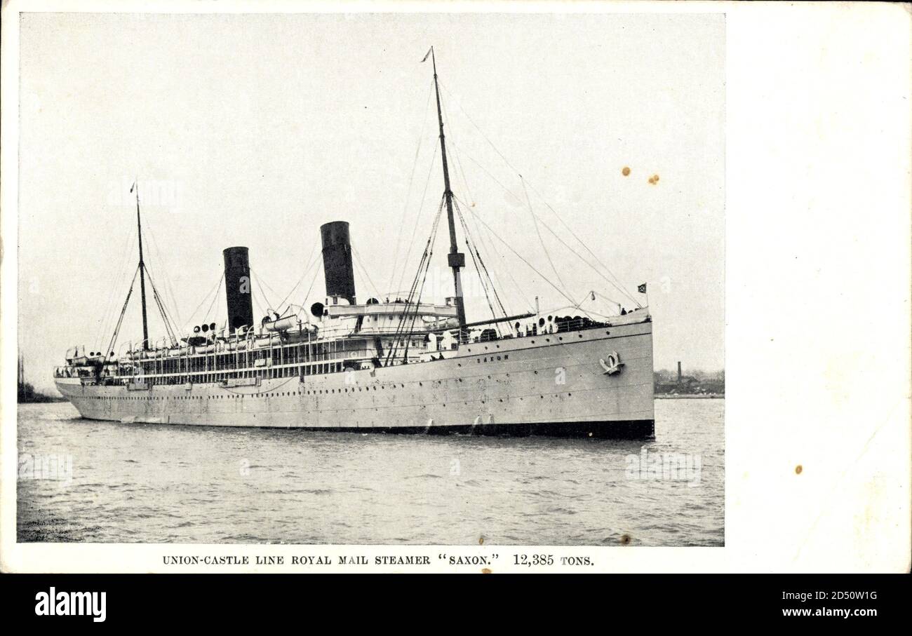 Union Castle Line, UC, Royal Mail Steamer Saxon, Dampfer | usage ...