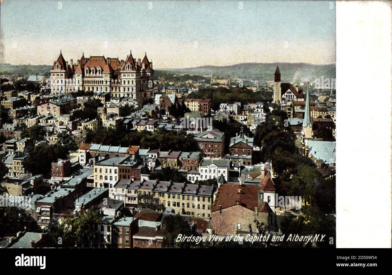 Albany New York, Birdseye View of the Capitol and city center | usage ...