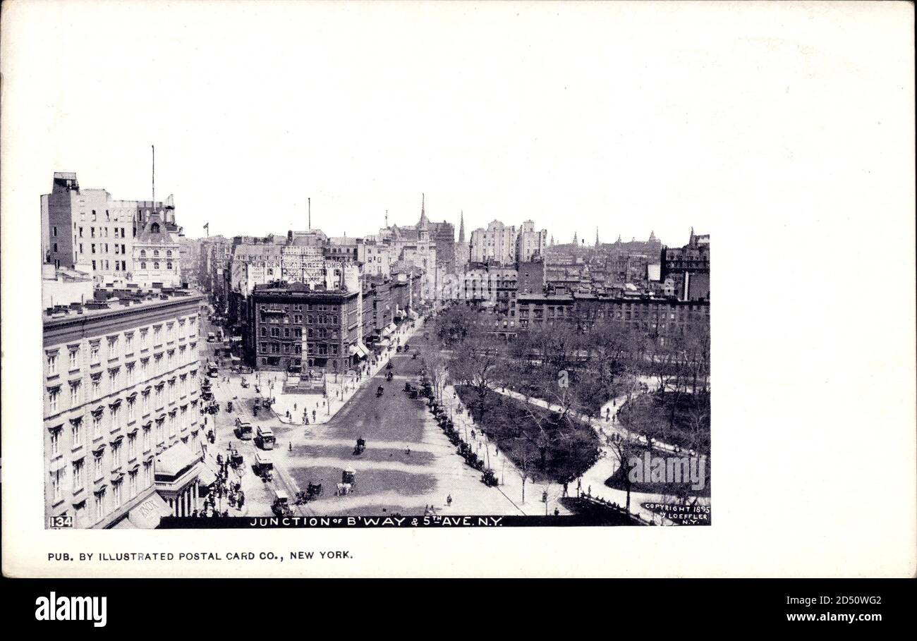 New York USA, Junction of Broadway and 5th Avenue, Straßenansicht ...