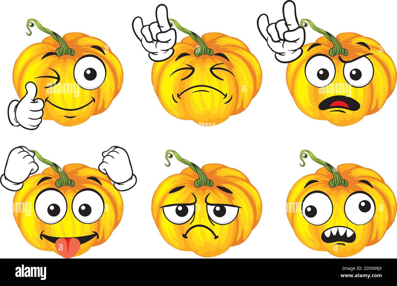Vector set of cartoon character with many expressions. Pumpkin Stock ...