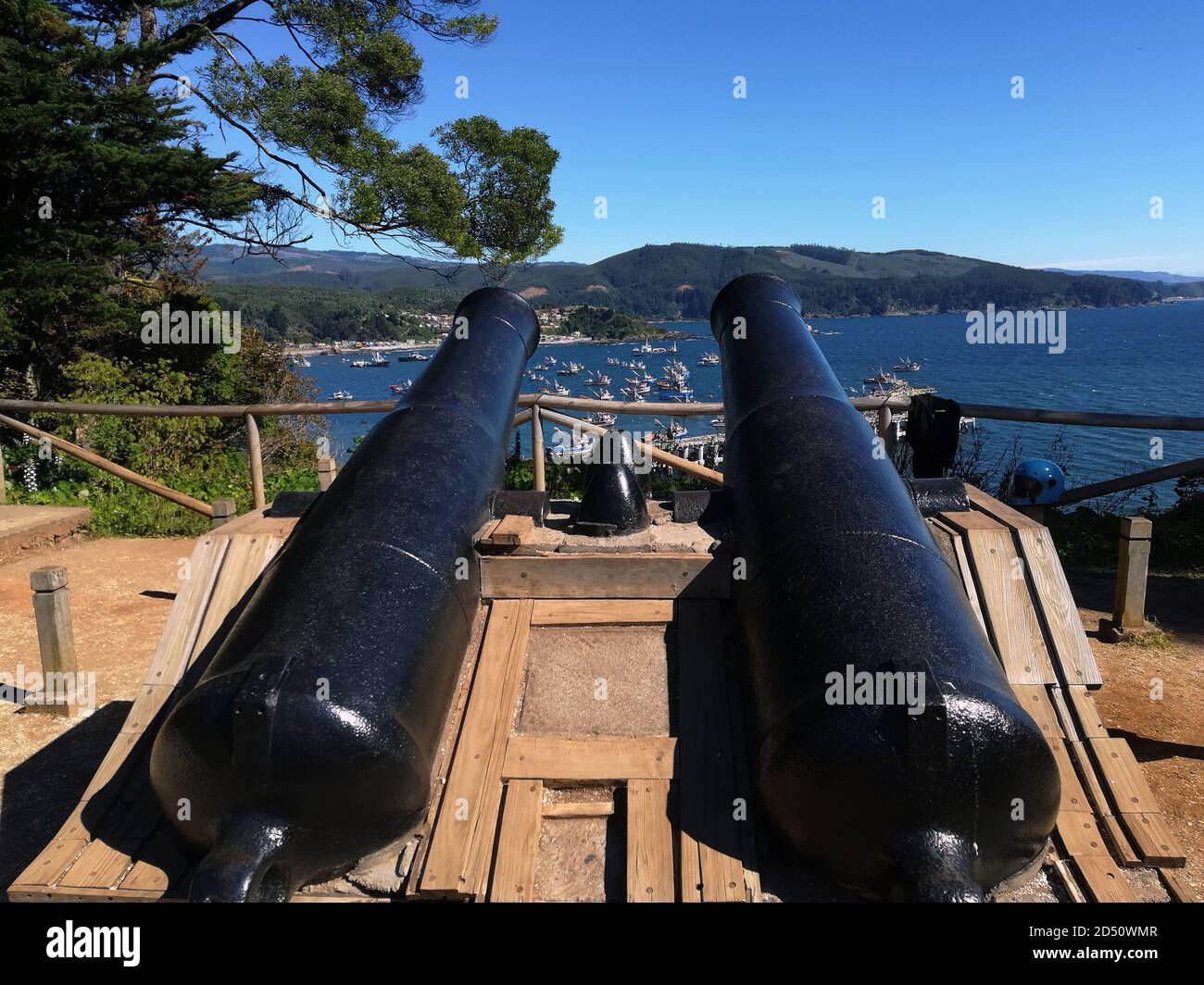 Closeup shot of twin canon in the Isidora Cousino de Lota Park in Lota ...