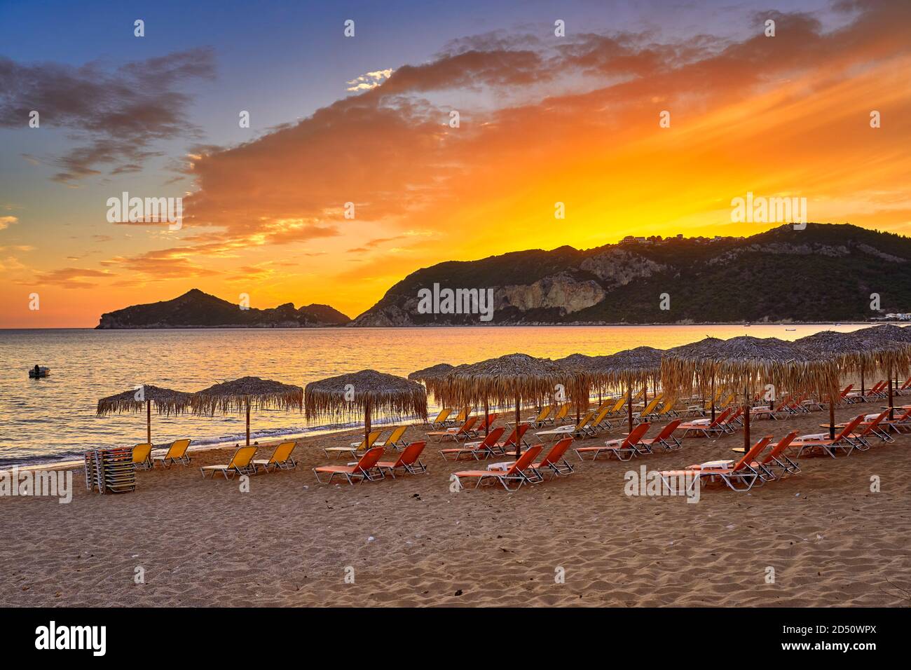 Sunset at the beach, Corfu Island, Greece Stock Photo - Alamy