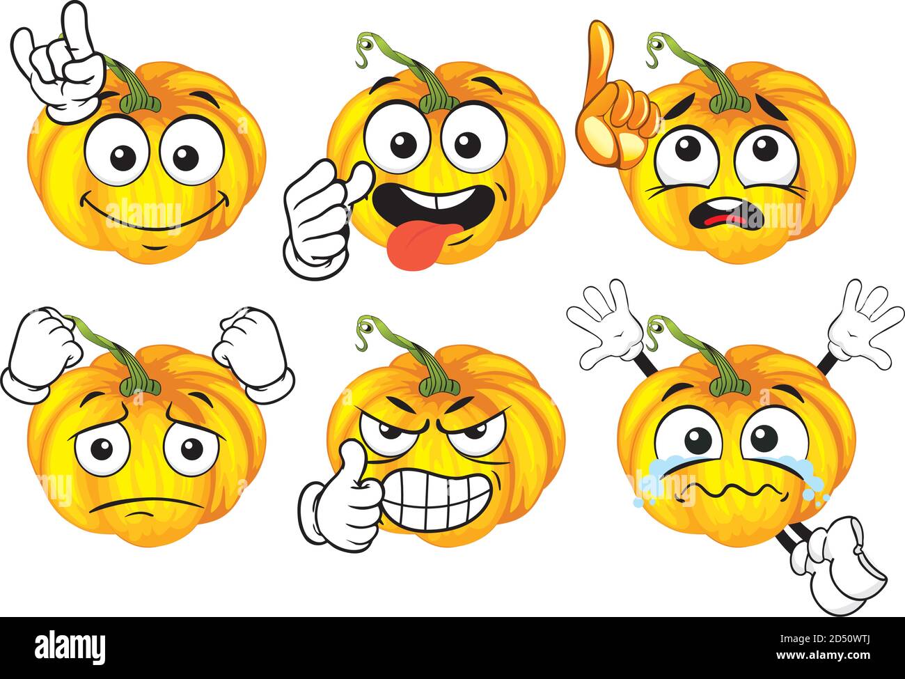 Vector set of cartoon character with many expressions. Pumpkin Stock ...