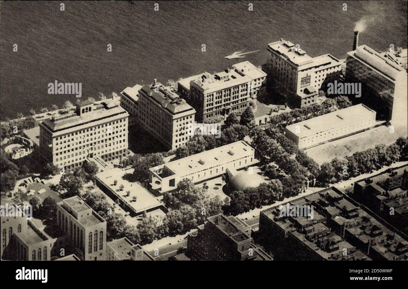 New York City USA, Aerial view of the Campus of the Rockefeller ...