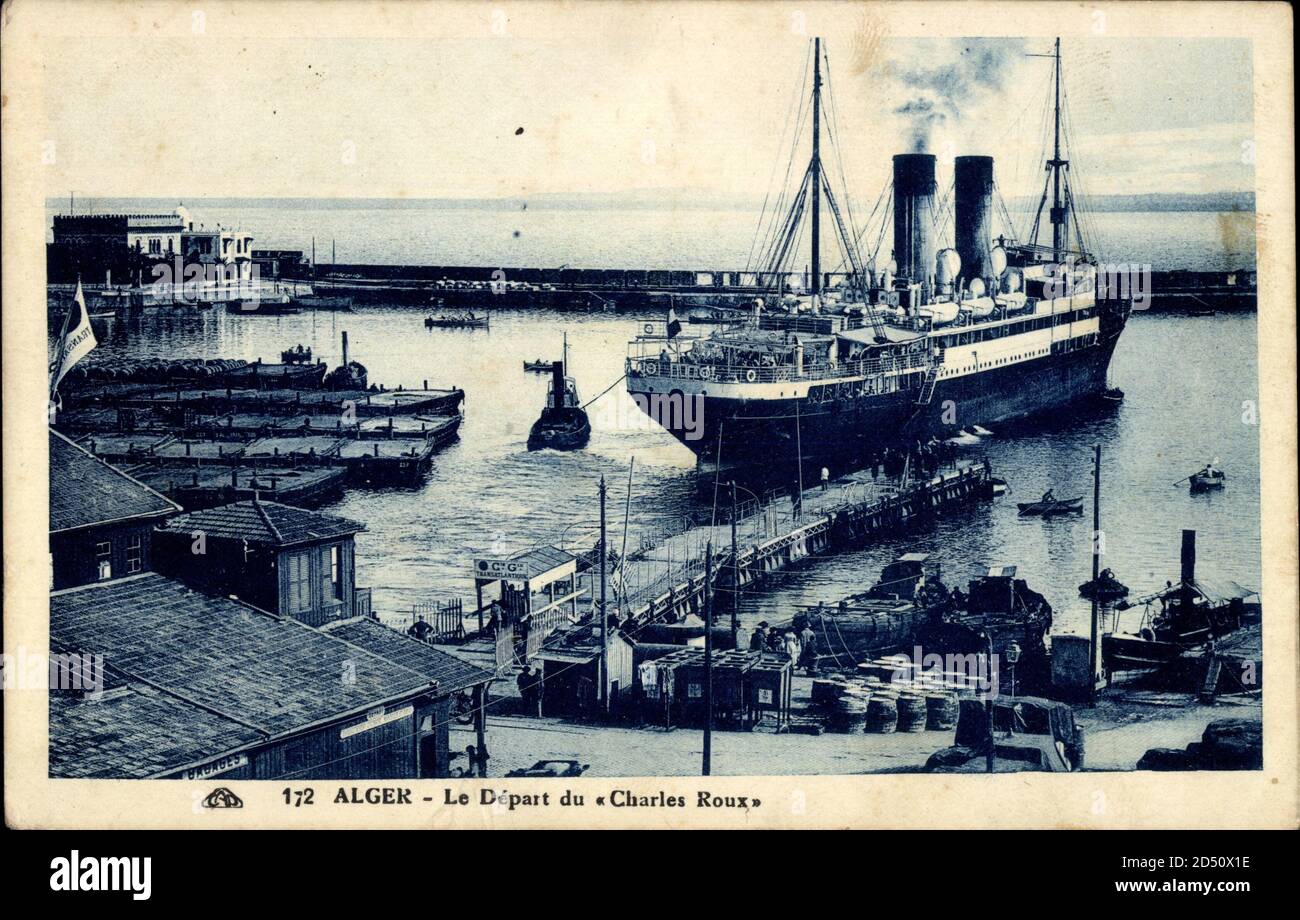 Alger Algier Algerien, Le Départ du Charles Roux, CGT, French Line ...