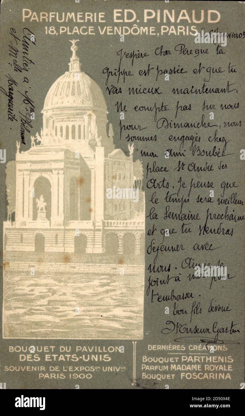 Paris, Parfumerie Ed. Pinaud, Expo. Univ. 1900, Pavillon des Etats Unis ...