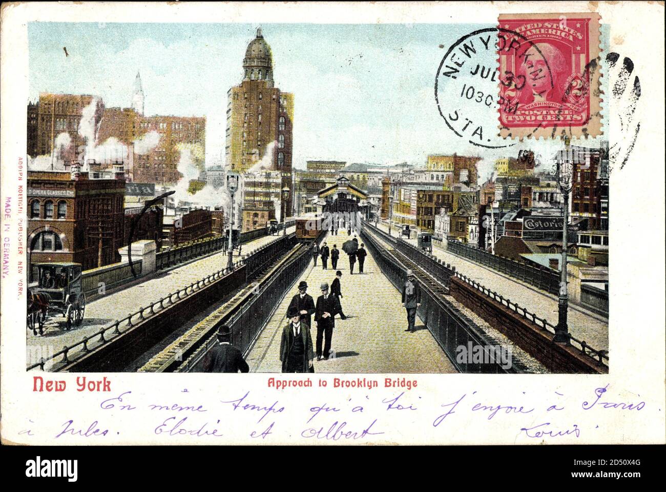 New York, Approach to Brooklyn Bridge, Bahnstation | usage worldwide ...