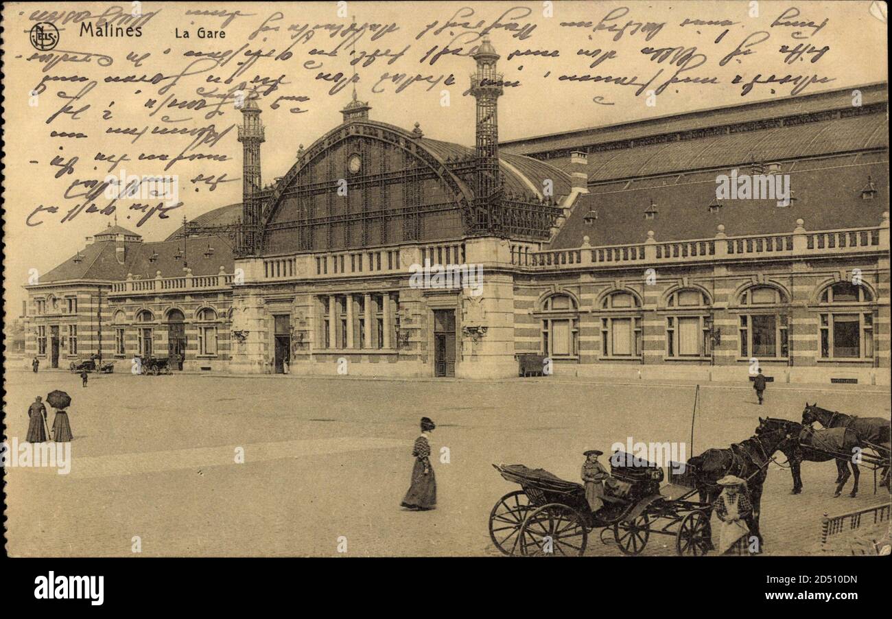 Mechelen Malines Flandern Antwerpen, La Gare, Ansicht vom Bahnhof ...