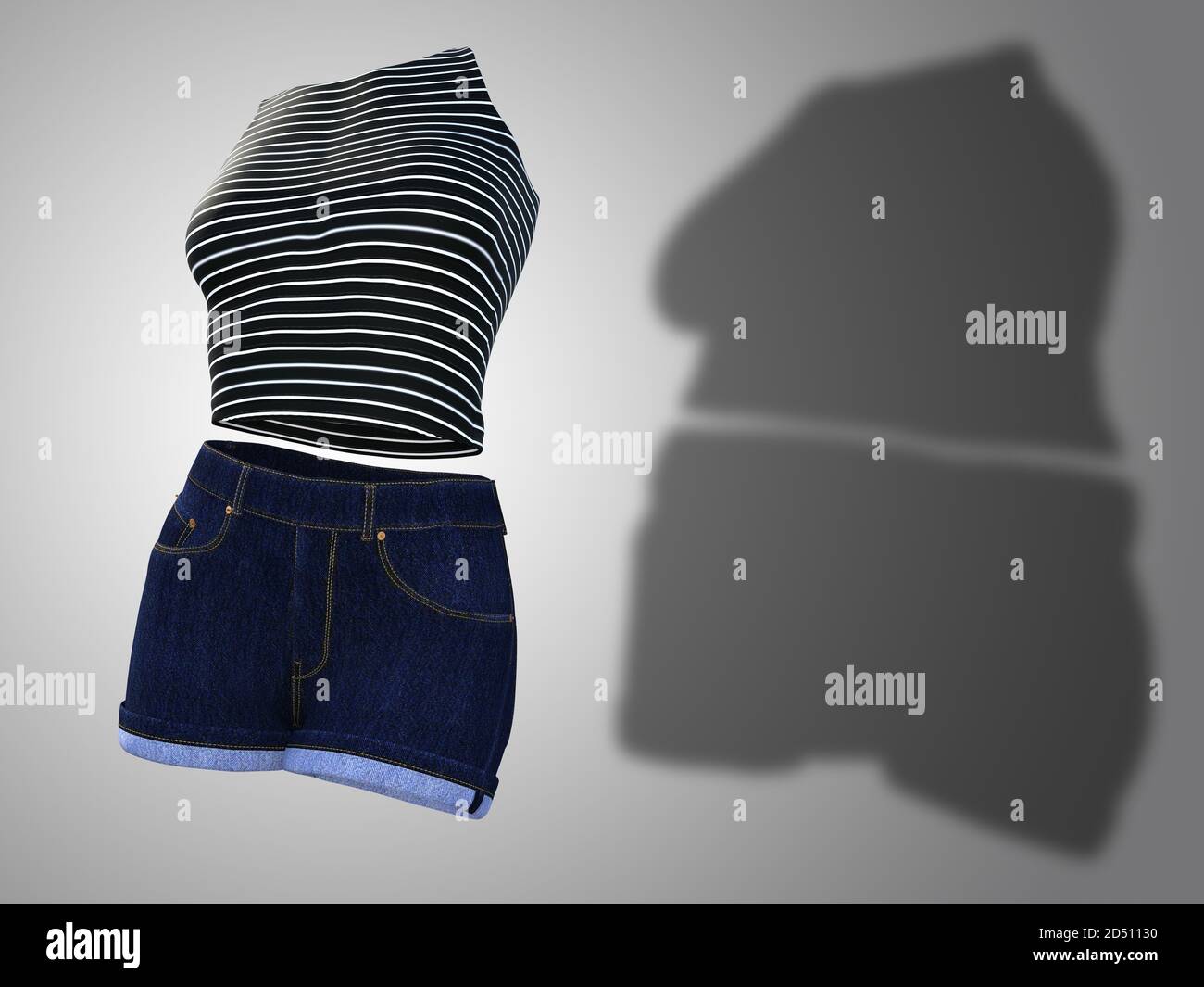 Conceptual fat overweight obese shadow female clothes outfit vs slim ...