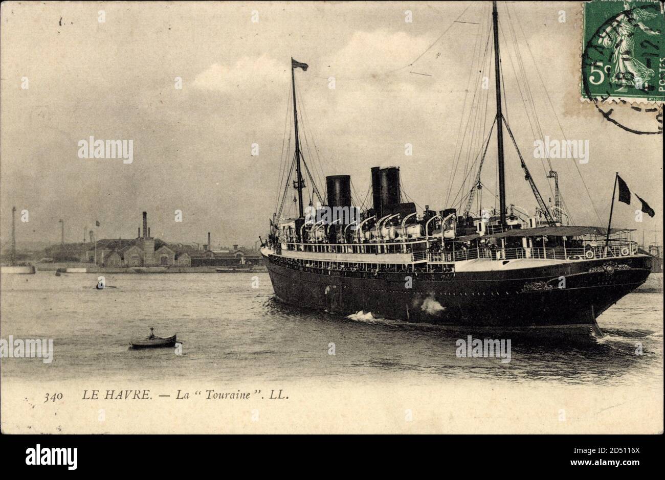 Le Havre, Paquebot La Touraine de la CGT, French Line | usage worldwide ...