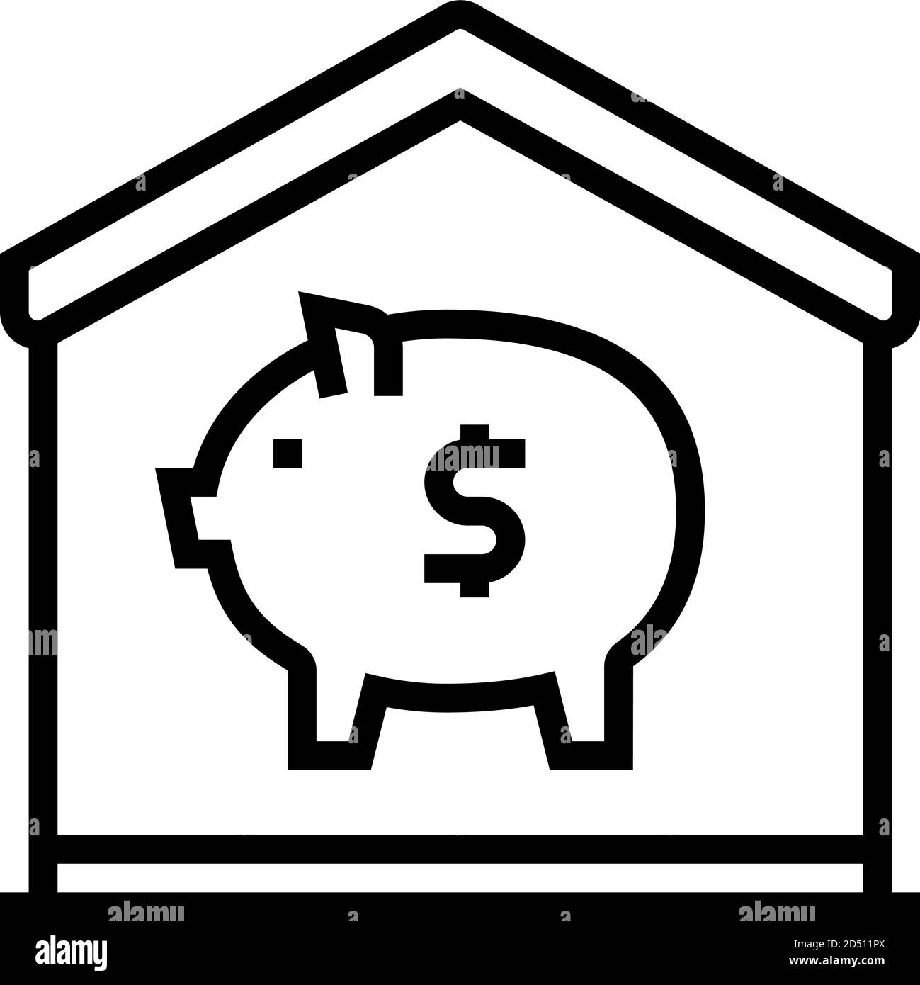 finance pig money box at home line icon vector illustration Stock ...