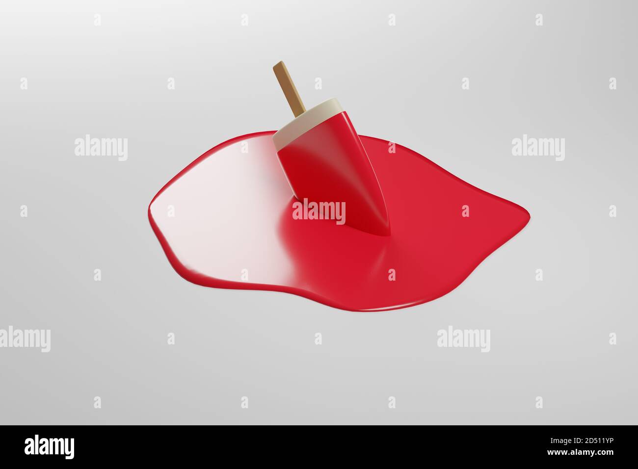 Melting red ice cream on a grey background Stock Photo - Alamy