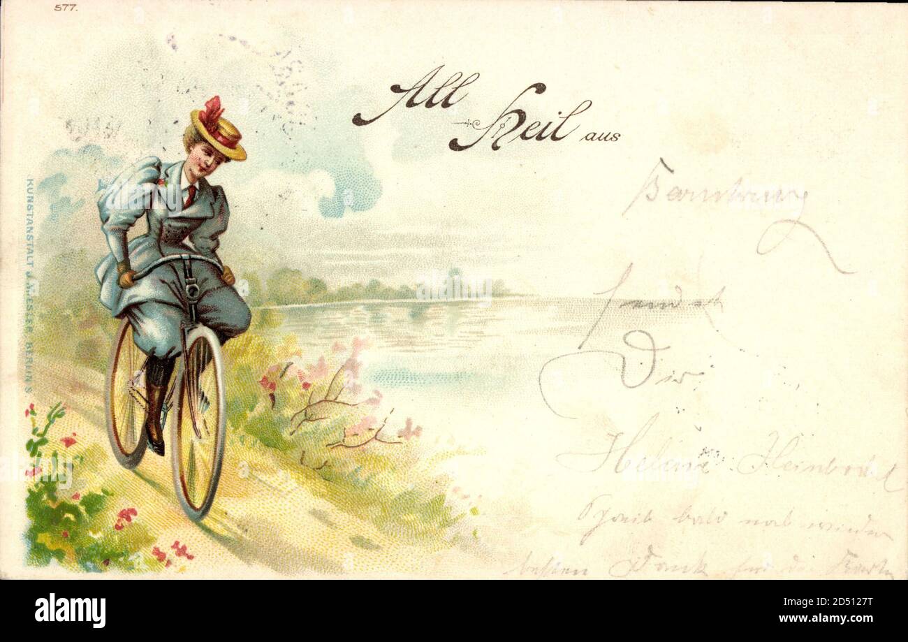 All Heil aus Hamburg, Frau, Spazierfahrt auf dem Fahrrad | usage ...