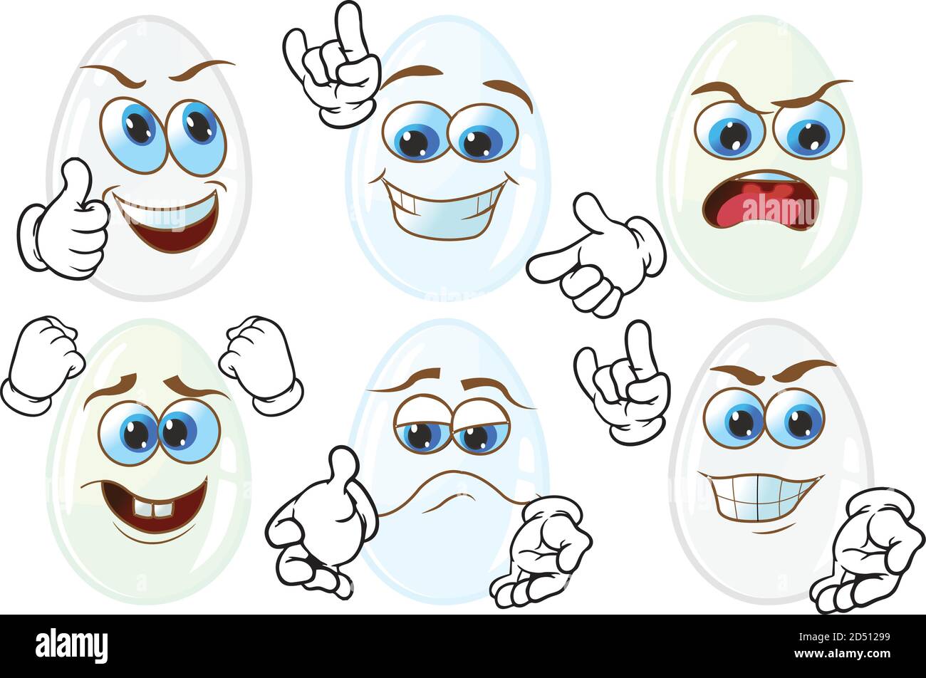 Vector set of icons, mascots in the shape of an egg Stock Vector Image ...