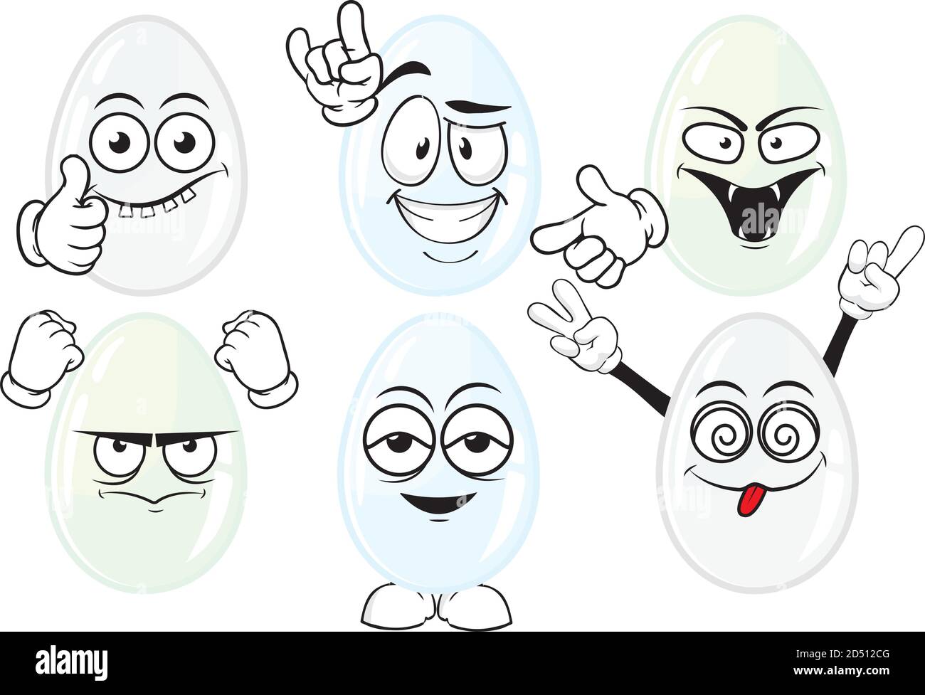 Vector set of icons, mascots in the shape of an egg Stock Vector Image ...
