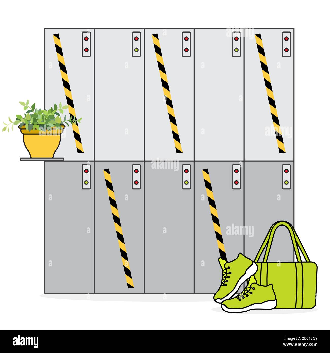 Vector illustration Locker room with safe lockers in sports club ...