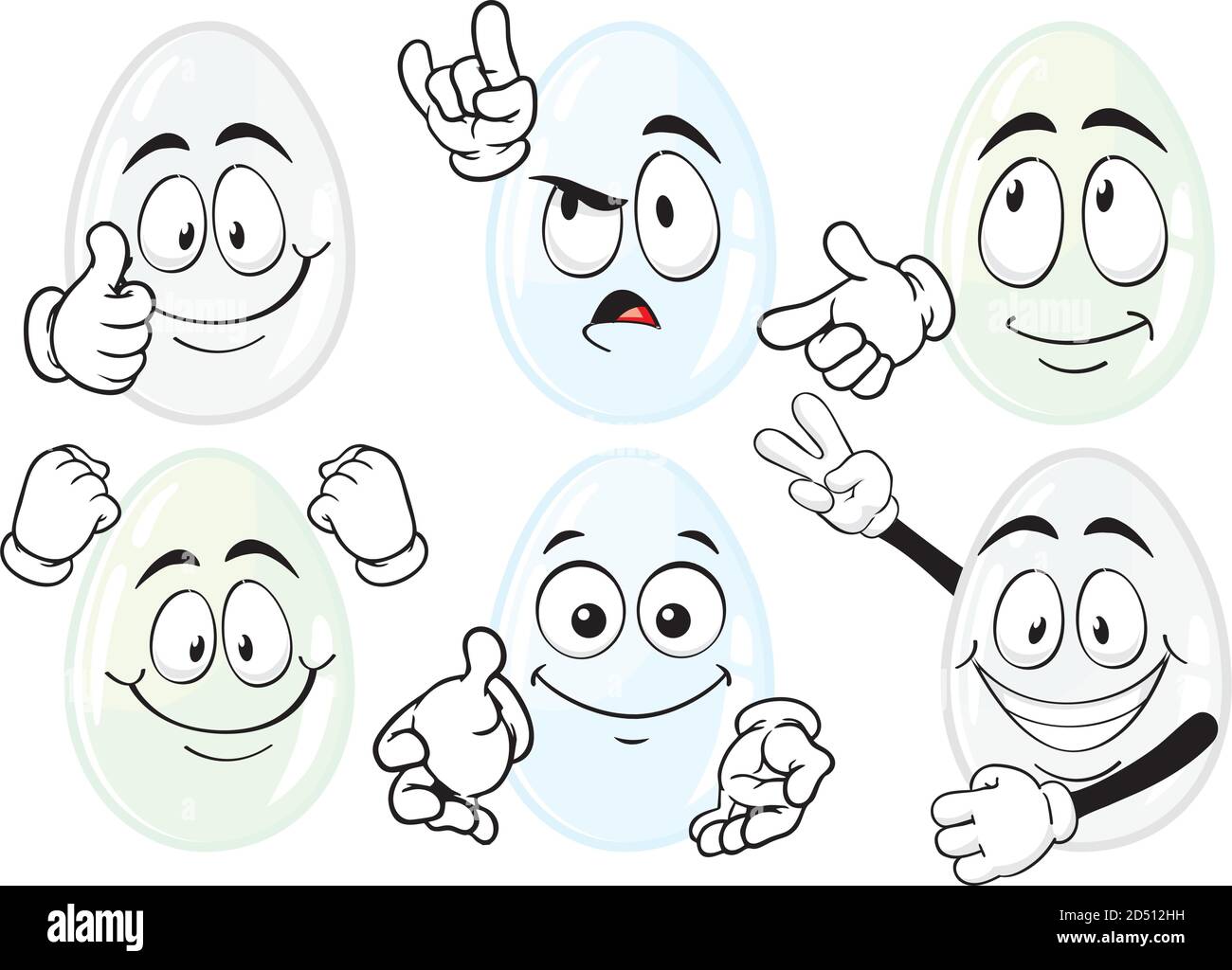 Vector set of icons, mascots in the shape of an egg Stock Vector Image ...