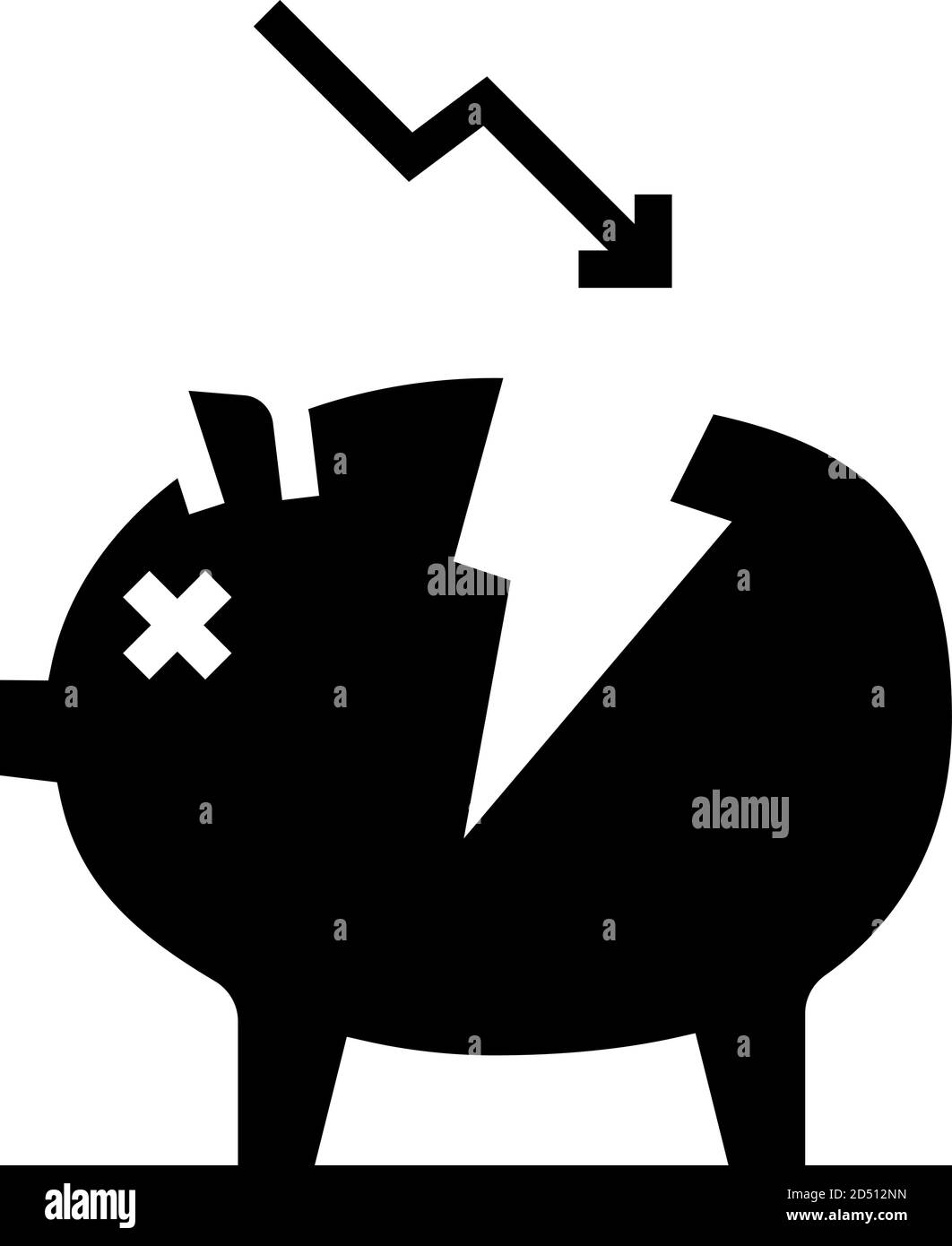 damaged money box glyph icon vector illustration Stock Vector Image ...