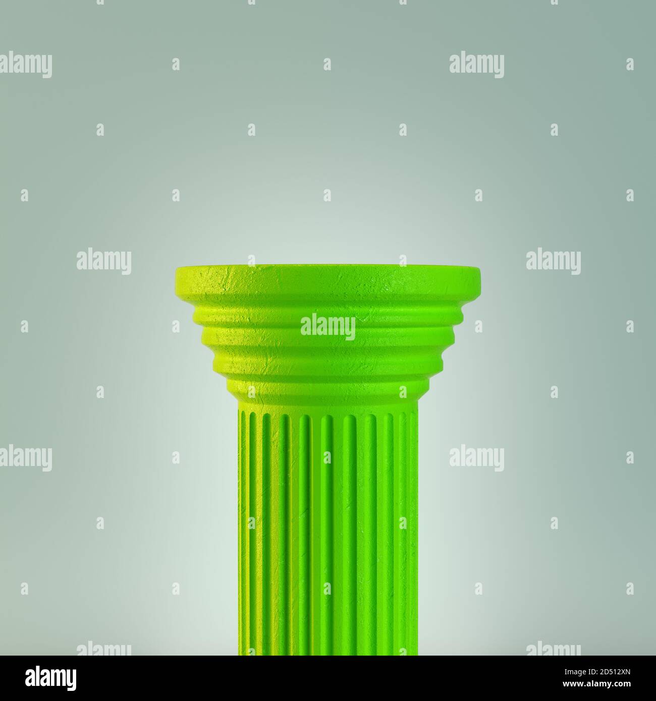 Green column on gray background Stock Photo - Alamy