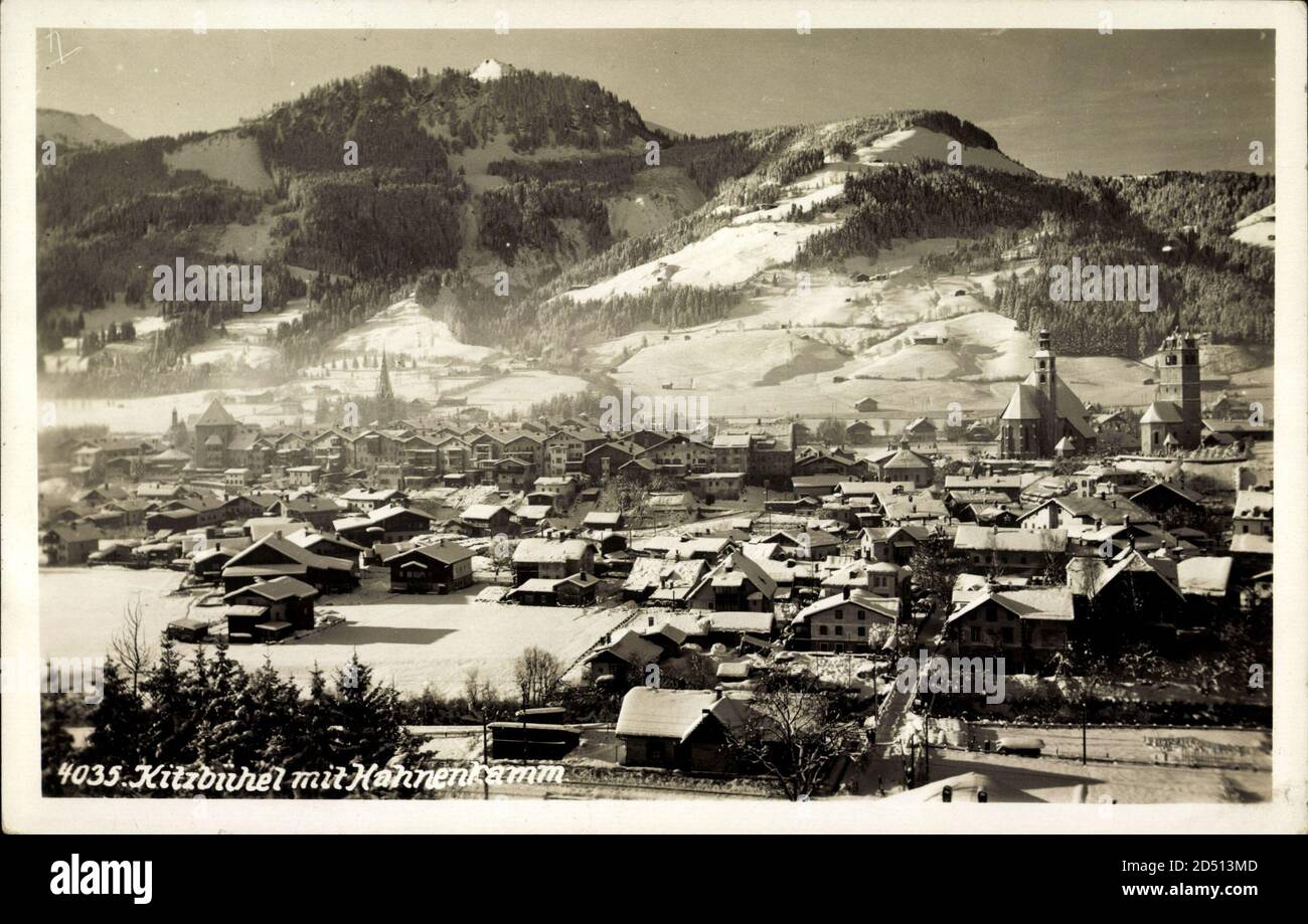 Kitzbühel Tirol, Talblick, Ort im Schnee, Hahnenkamm | usage worldwide ...