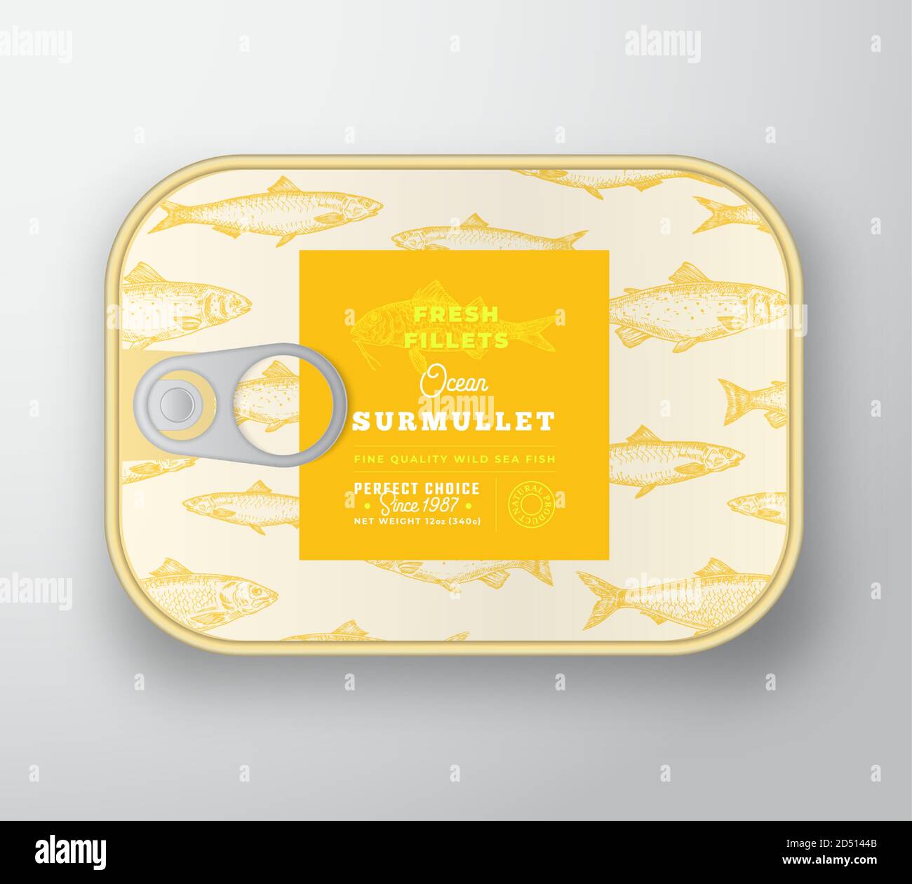 Canned Fish Label Template. Abstract Vector Aluminium Container with ...