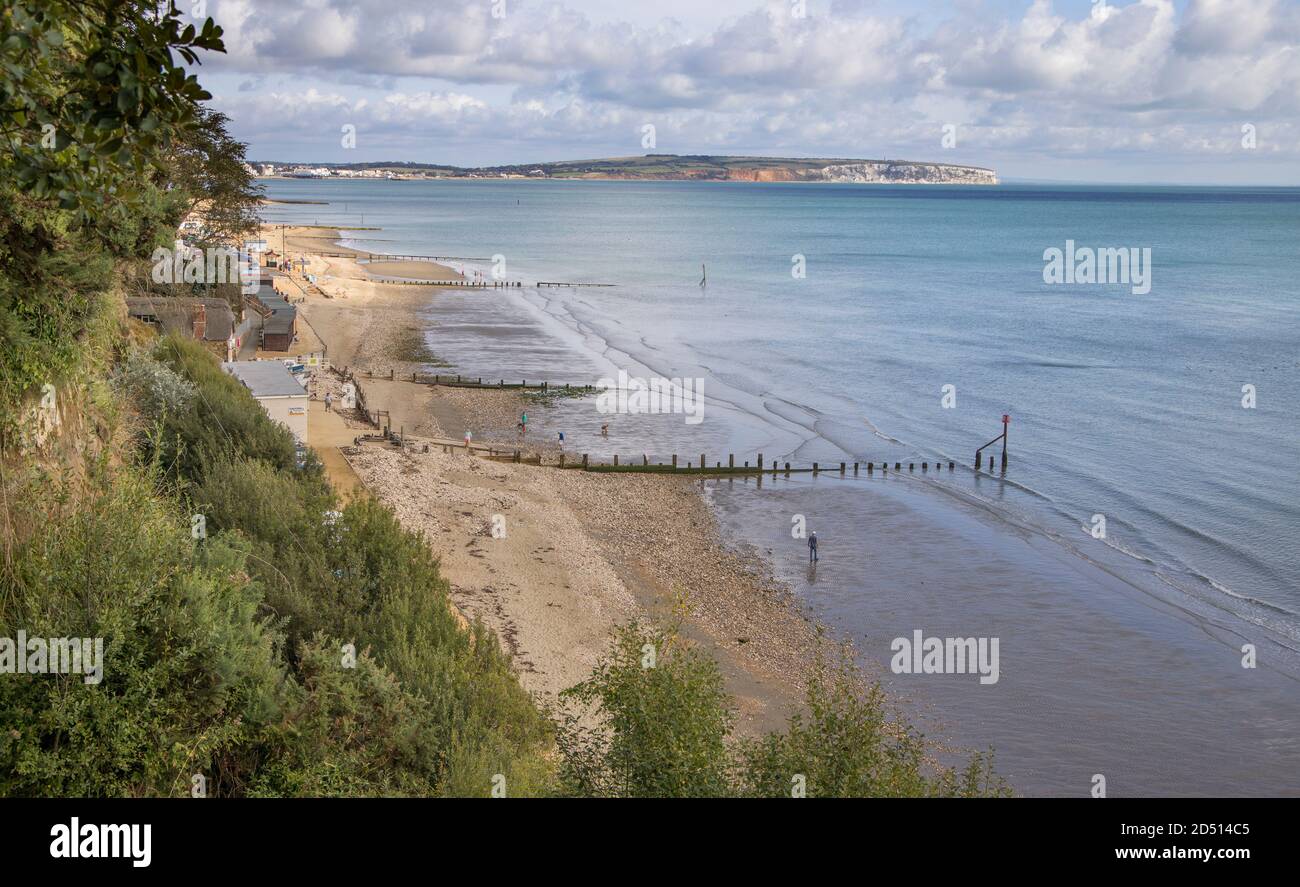 the seafront and beach at shanklin looking towards culver cliffs on the ...