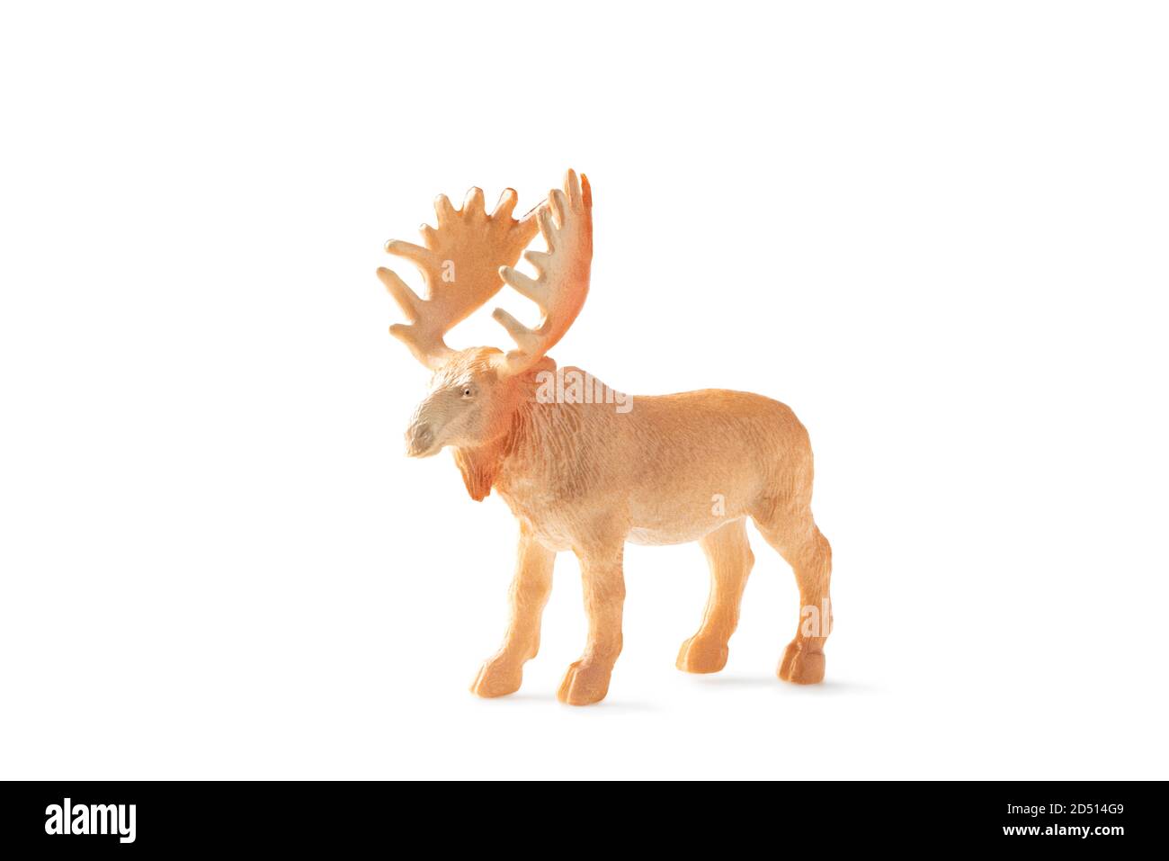 Elk mini figure isolated on white background. Plastic animal toy. Full ...