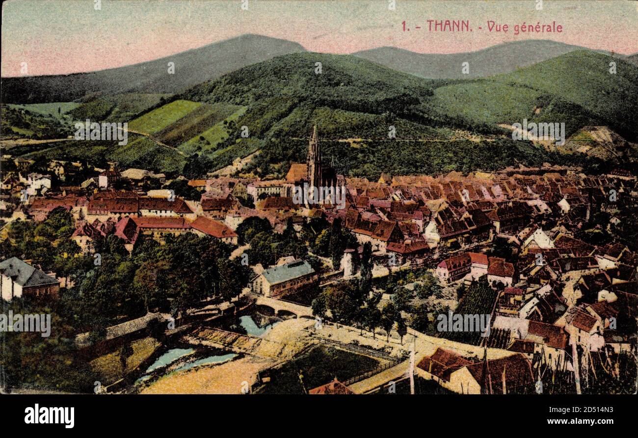 Thann Haut Rhin Lothringen, Vue generale, Kirche, Brücke | usage ...
