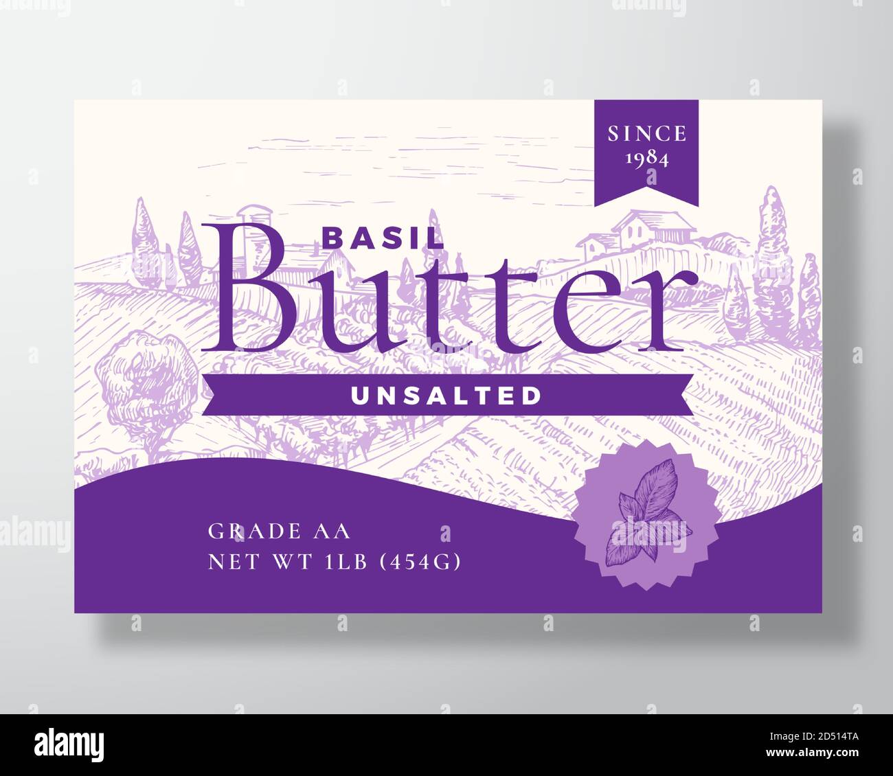 Basil Butter Dairy Label Template. Abstract Vector Packaging Design ...