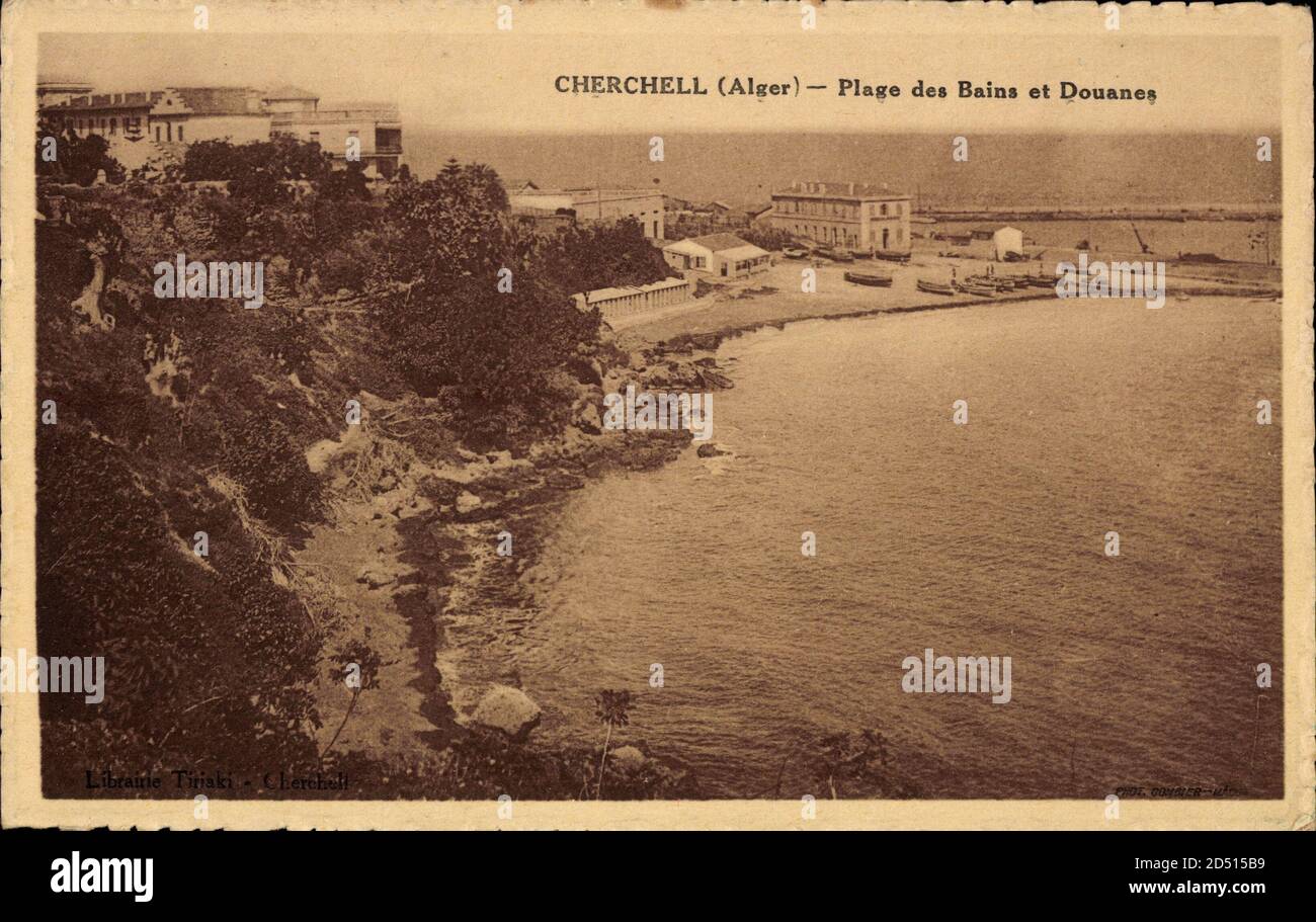 Cherchell Algerien, Plage des Bains et Douanes | usage worldwide Stock ...
