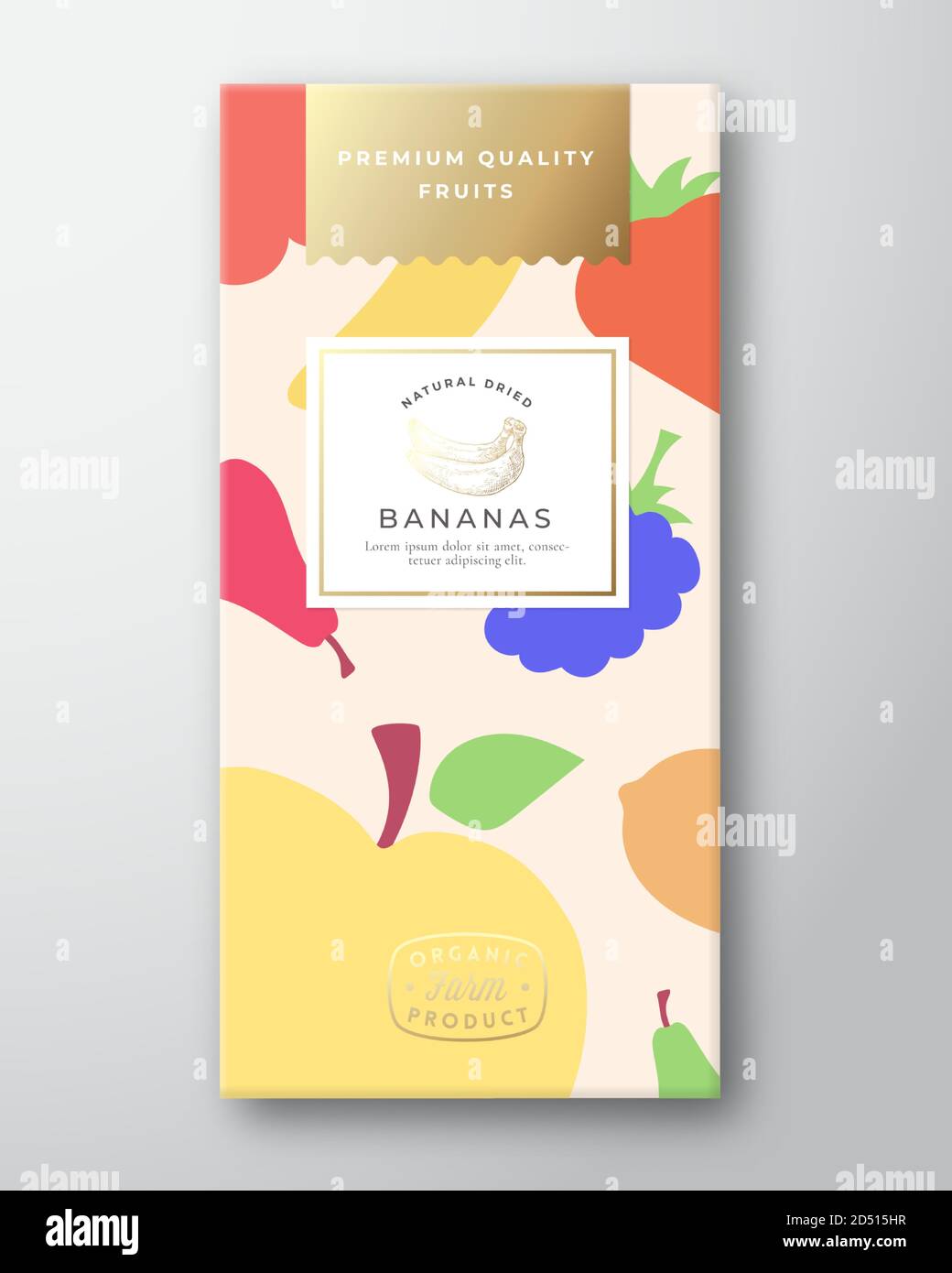 Dried Fruits Label Packaging Design Layout. Abstract Vector Paper Box ...