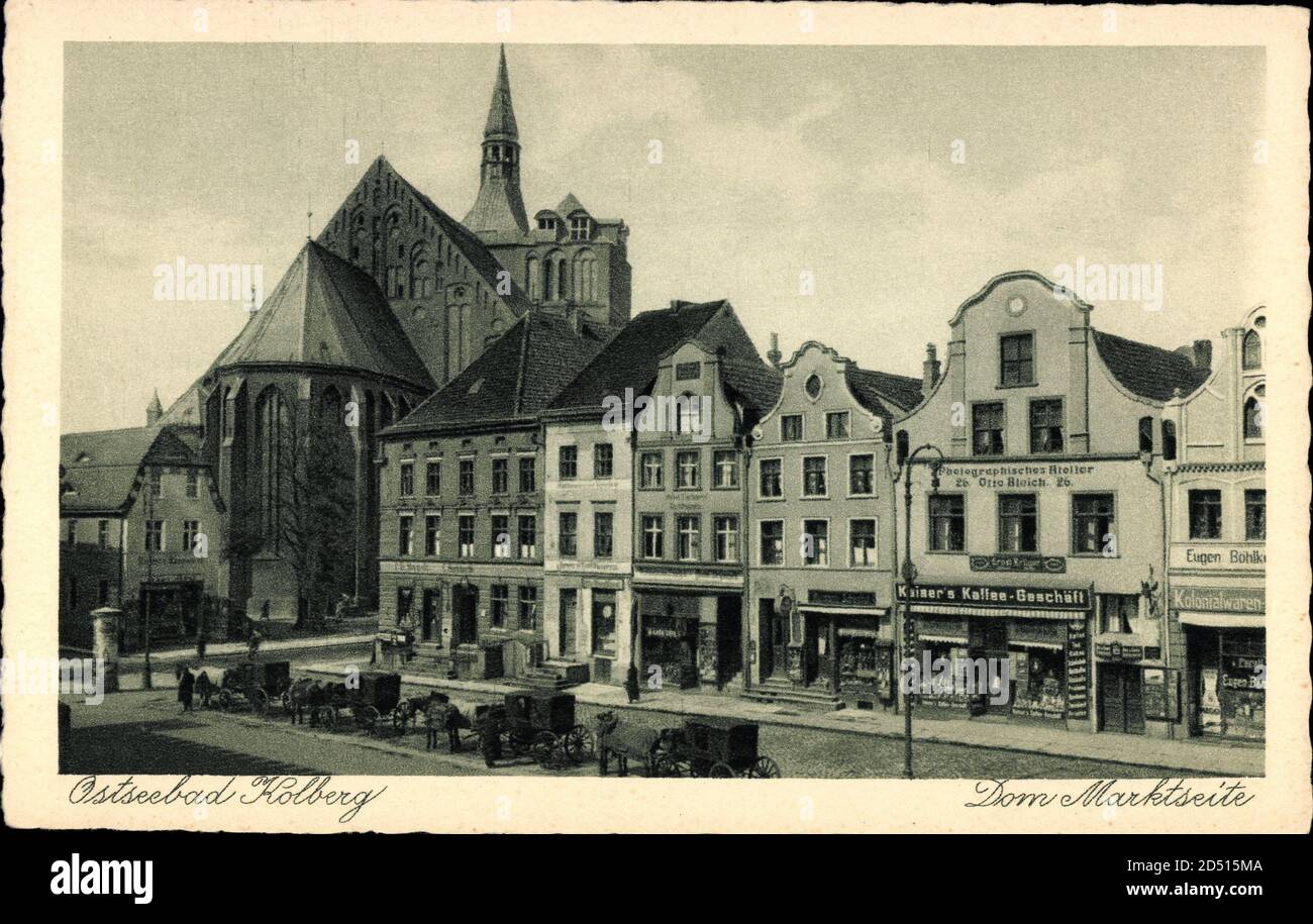 Ko?obrzeg Kolberg Pommern, Dom von der Marktseite, Kirche, Photoatelier ...