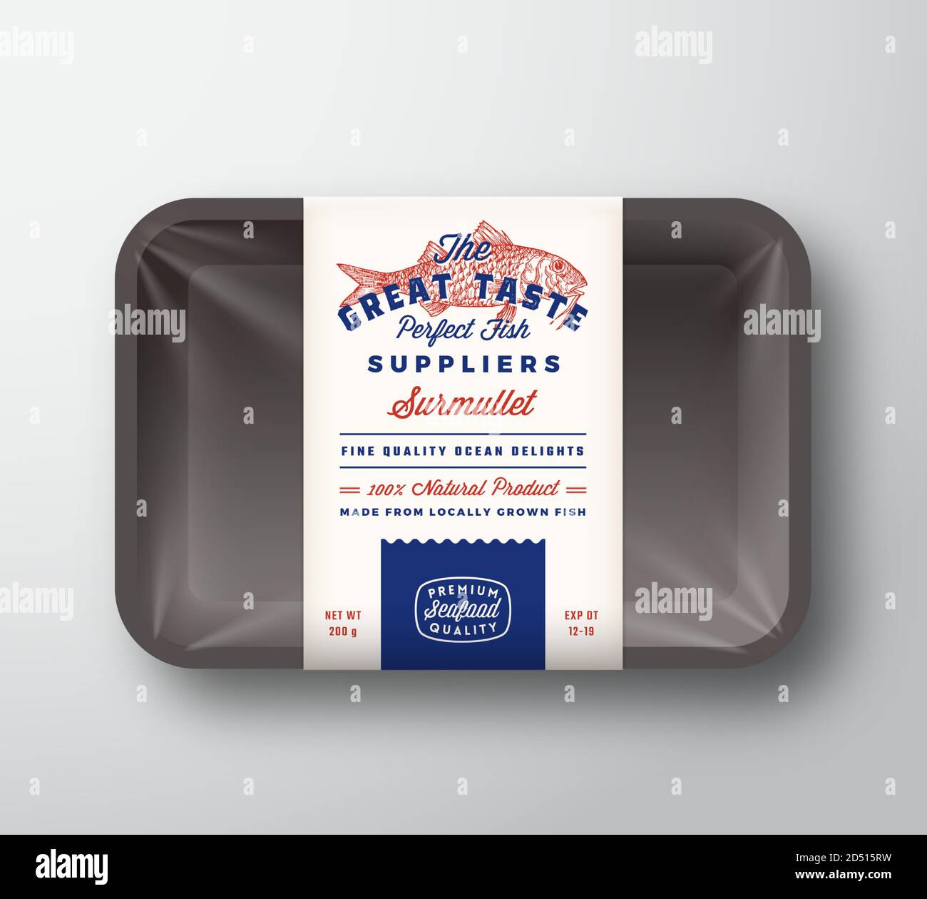 Great Taste Fish Suppliers Abstract Vector Rustic Packaging Design ...