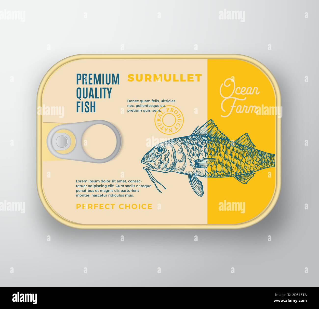 Abstract Vector Fish Aluminium Container with Label Cover. Retro ...
